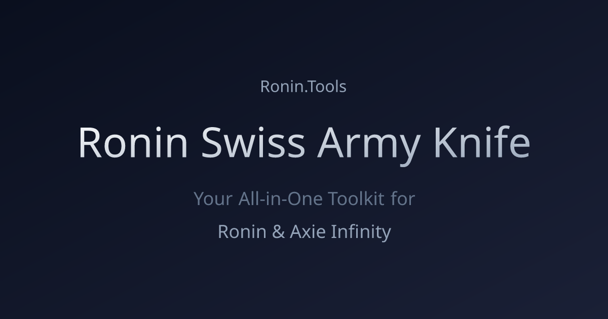 Ronin.Tools - A Ronin Swiss Army Knife